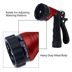 GREEN MOUNT Water Hose Nozzle Spray Nozzle, Metal Garden Hose Nozzle with Adjustable Spray Patterns, Perfect for Watering Plants, Washing Cars and Showering Dogs & Pets