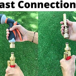 MAXFLO Garden Hose Quick Connect Garden Hose Fittings [3 Pack] Solid Brass Water Hose Quick Connect Fittings Quick Connector | Water Hose Connectors 3/4 inch GHT | Hose Couplers Quick Disconnect