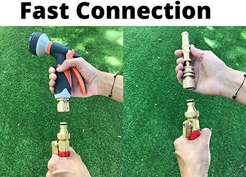 MAXFLO Garden Hose Quick Connect Garden Hose Fittings [3 Pack] Solid Brass Water Hose Quick Connect Fittings Quick Connector | Water Hose Connectors 3/4 inch GHT | Hose Couplers Quick Disconnect