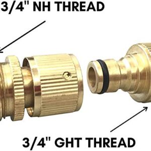 MAXFLO Garden Hose Quick Connect Garden Hose Fittings [3 Pack] Solid Brass Water Hose Quick Connect Fittings Quick Connector | Water Hose Connectors 3/4 inch GHT | Hose Couplers Quick Disconnect