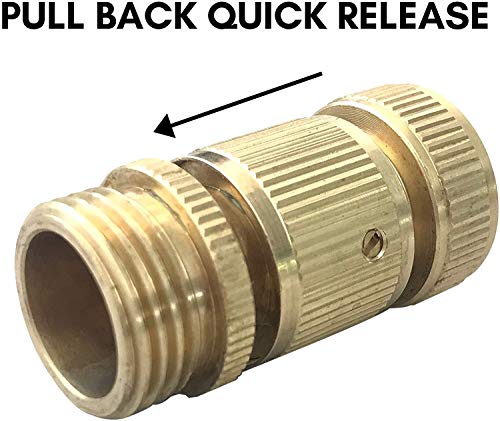 MAXFLO Garden Hose Quick Connect Garden Hose Fittings [3 Pack] Solid Brass Water Hose Quick Connect Fittings Quick Connector | Water Hose Connectors 3/4 inch GHT | Hose Couplers Quick Disconnect