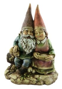 napco 12-inch tall sitting gnome couple