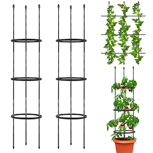 deaunbr 2 Pack Garden Trellis and Tomato Cages, Plant Supports Plant Trellis for Climbing Plants Indoor Outdoor, DIY Tomatoes Cage Potted Plant Support Stakes for Vegetable, Rose, Bean, Pots