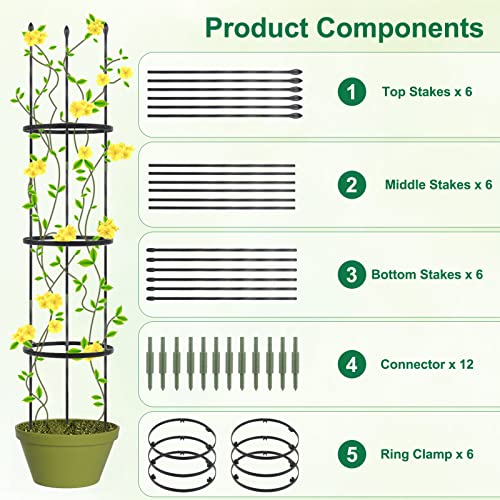 deaunbr 2 Pack Garden Trellis and Tomato Cages, Plant Supports Plant Trellis for Climbing Plants Indoor Outdoor, DIY Tomatoes Cage Potted Plant Support Stakes for Vegetable, Rose, Bean, Pots