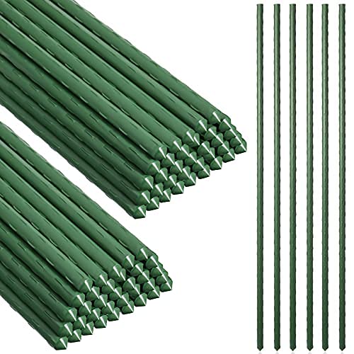 Hotop 35 Pieces 24 Inch Garden Stakes 2 Ft Garden Stakes Plant Support Plastic Coated Plant Stakes Tomato Sturdy Metal Stakes