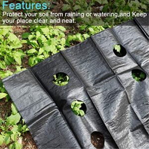 WDDH Garden Weed Barrier Landscape Fabric with 3'' Planting Holes, 3.3 Ft X 11.8 Ft Heavy-Duty Weed Block Gardening Mat Soil Erosion Control and UV Stabilized