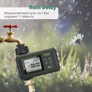 Water Sprinkler Timer, Diivoo Programmable Irrigation Hose Timer with 3 Individual Watering Programs and Rain Delay for Garden Lawn, Pool Filling