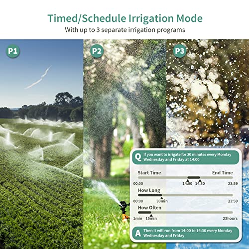 Water Sprinkler Timer, Diivoo Programmable Irrigation Hose Timer with 3 Individual Watering Programs and Rain Delay for Garden Lawn, Pool Filling