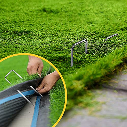 Zevlux Landscape Staples 6 Inch 50pcs 11 Gauge Garden Stakes, Heavy Duty Galvanized Garden Staple for Fences, Lawns, Weed Barriers, and Landscape Fabrics, Netting, Irrigation Hose, Floor Mats (6inch)