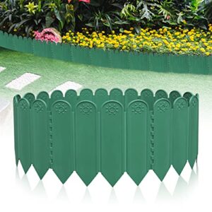 eeocwf 10pcs green garden edging borders, 8.66″x8.66″ plastic garden landscape edging, 7.2ft interlocking decorative garden fences edging, lawn edge flower bed border for diy patio walkways yard