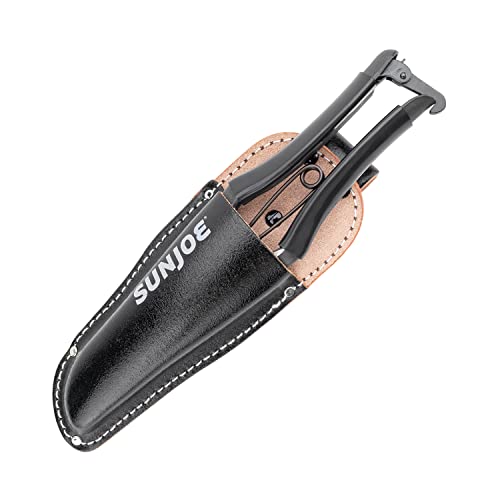 Senteibasami Carbon Steel Pruner/Secateurs with Genuine Leather Holster & Non-Slip Grip. Made in Japan by Nisaku for SunJoe