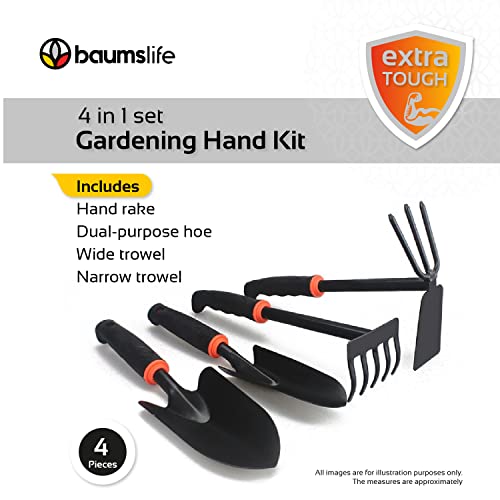 Baums Life Garden Tools Set Heavy Duty Gardening Set 4 Piece Succulent Tools Kit Garden Hand Tools Gift Sets for Women, Men, Gardener, Growers (4PCS)