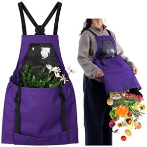 janmercy 2 pack gardening apron with pockets adjustable garden apron with quick release pockets for harvesting gardening weeding waterproof garden apron gardening gifts for women men