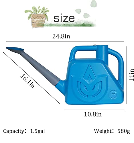 XXXFLOWER Watering Can Outdoor Plant Lightweight Deluxe 1.5 Gallon Plastic 6 L Resin Water Cans with Detachable Sprinkler Head Green Watering Pot for Office House Indoor Garden