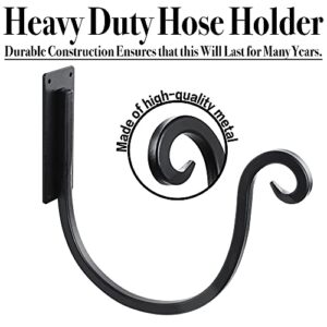 YANGSHUO Garden Hose Holder - Wall Mount Garden Water Hose Holders for Outside (2 Pack/8-Inch) Heavy Duty and Durable Hand-Forged Water Hose Hanger Rack