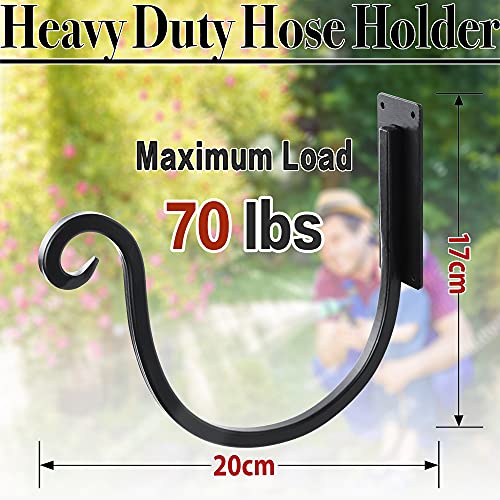 YANGSHUO Garden Hose Holder - Wall Mount Garden Water Hose Holders for Outside (2 Pack/8-Inch) Heavy Duty and Durable Hand-Forged Water Hose Hanger Rack