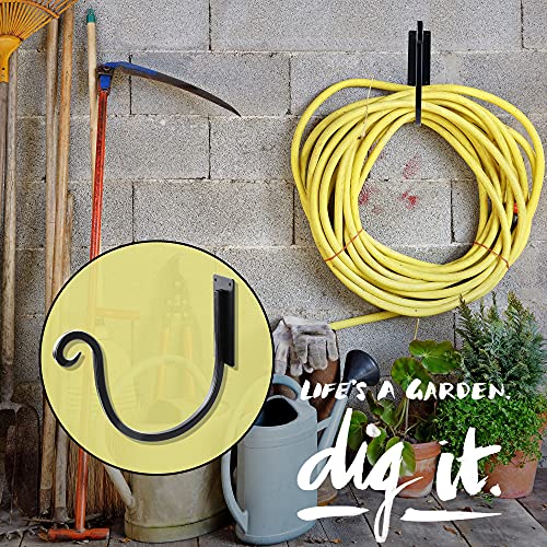 YANGSHUO Garden Hose Holder - Wall Mount Garden Water Hose Holders for Outside (2 Pack/8-Inch) Heavy Duty and Durable Hand-Forged Water Hose Hanger Rack