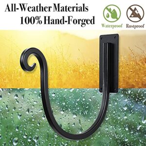 YANGSHUO Garden Hose Holder - Wall Mount Garden Water Hose Holders for Outside (2 Pack/8-Inch) Heavy Duty and Durable Hand-Forged Water Hose Hanger Rack