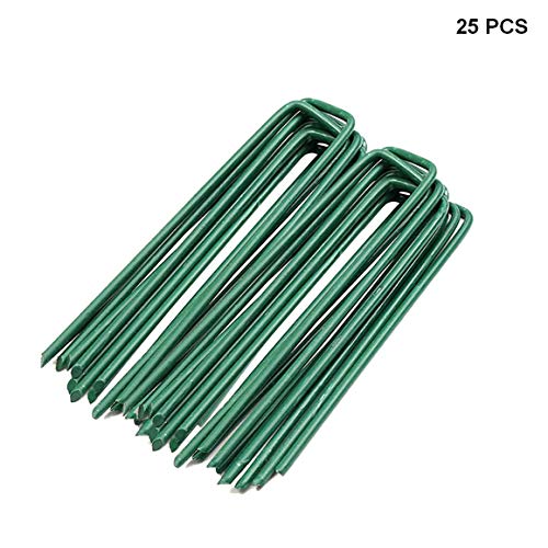 Garden Stakes, Ground Anchors, Pegs Galvanized Staples Securing Pins Spikes for Lawn Farm Sod Landscape 25 PCS