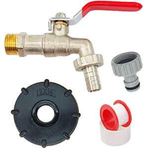 IBC Tote Tank Winterizing Brass Drain Adapter, Garden Hose Faucet Spigot 275-300 Gallon Water Tank Connector Replacement, Ton Barrel Fittings Switch Nozzles Tank Joints, Coarse Thread S60X6, 1/2"