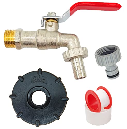 IBC Tote Tank Winterizing Brass Drain Adapter, Garden Hose Faucet Spigot 275-300 Gallon Water Tank Connector Replacement, Ton Barrel Fittings Switch Nozzles Tank Joints, Coarse Thread S60X6, 1/2"