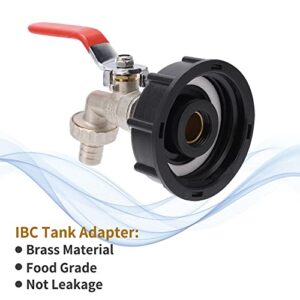 IBC Tote Tank Winterizing Brass Drain Adapter, Garden Hose Faucet Spigot 275-300 Gallon Water Tank Connector Replacement, Ton Barrel Fittings Switch Nozzles Tank Joints, Coarse Thread S60X6, 1/2"