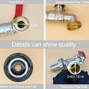 IBC Tote Tank Winterizing Brass Drain Adapter, Garden Hose Faucet Spigot 275-300 Gallon Water Tank Connector Replacement, Ton Barrel Fittings Switch Nozzles Tank Joints, Coarse Thread S60X6, 1/2"