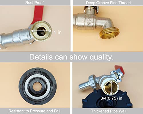 IBC Tote Tank Winterizing Brass Drain Adapter, Garden Hose Faucet Spigot 275-300 Gallon Water Tank Connector Replacement, Ton Barrel Fittings Switch Nozzles Tank Joints, Coarse Thread S60X6, 1/2"