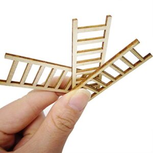 HONBAY 20PCS Wooden Mini Ladders Fairy Garden Accessories for Dollhouse Decor