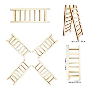 HONBAY 20PCS Wooden Mini Ladders Fairy Garden Accessories for Dollhouse Decor