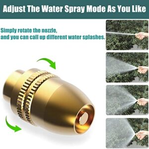 Upgrade Long Rod Garden Hose Nozzle High Pressure 360° Rotaing Brass Metal Water Adjustmen Sprayer Gun for Car Washing, Plants and Lawn, Patio Gardening, Pets Shower (Hose Nozzle + Quick Connector)