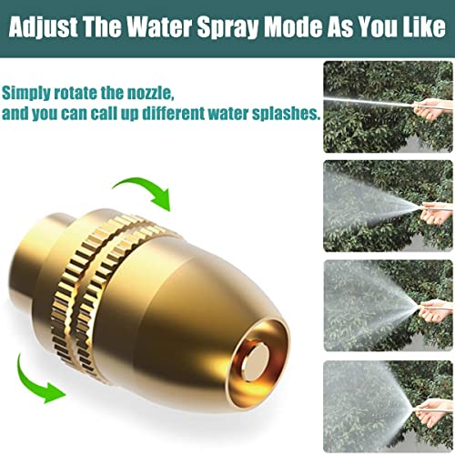 Upgrade Long Rod Garden Hose Nozzle High Pressure 360° Rotaing Brass Metal Water Adjustmen Sprayer Gun for Car Washing, Plants and Lawn, Patio Gardening, Pets Shower (Hose Nozzle + Quick Connector)