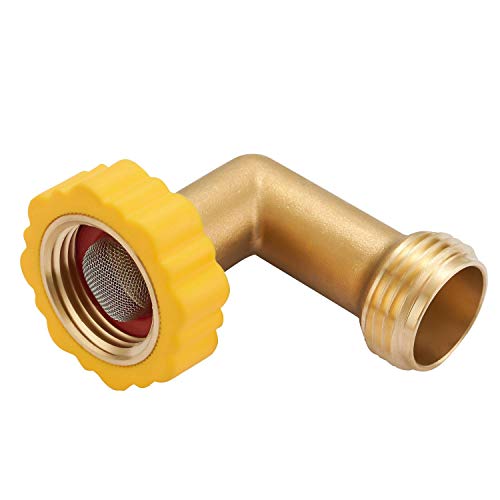 Minimprover Lead-Free Brass 90 Degree Hose Saver Hose Elbow Fitting Quick Swivel Connect Adapter Thread Size 3/4" Connectors