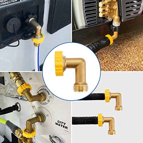 Minimprover Lead-Free Brass 90 Degree Hose Saver Hose Elbow Fitting Quick Swivel Connect Adapter Thread Size 3/4" Connectors