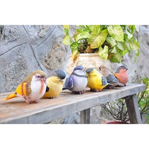 vilight bird decor decorative birds – outdoor and indoor bird statues and figurines – bird decorations for home and garden – real birds size set of 6