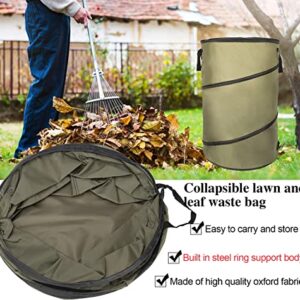 Collapsible Lawn and Leaf Bag Pop-Up Trash Can/Recycle Bin Leaf Waste Bag Outdoor Leaf Bin, 30 Gallon Collapsible Garden Bag for Lawn Yard Garden Camping with Handle(2 Pack)