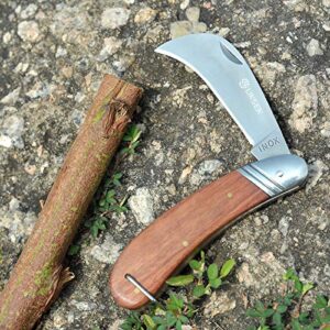 Linsen-outdoor Pruning Knife,Grafting Knife, Stainless Steel Garden Budding Knife, Folding Pocket Knife for Grafting Multi Cutting Tool, Weed Bushes Branches Mushroom Diggig Knife