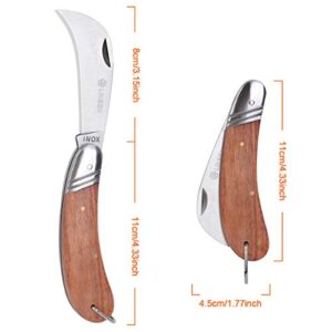 Linsen-outdoor Pruning Knife,Grafting Knife, Stainless Steel Garden Budding Knife, Folding Pocket Knife for Grafting Multi Cutting Tool, Weed Bushes Branches Mushroom Diggig Knife