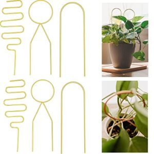 6pcs plant trellis, gold trellis for climbing plants indoor, mini trellis for potted plants support stake house plant trellis for garden potted plant, hoya, pothos, flower, monstera