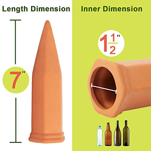 vensovo 10pcs Terracotta Watering Spikes - Automatic Self Watering Stakes, Plant Watering Devices for Wine Bottles Recycled Bottles, Clay Plant Garden Waterers for Vacations