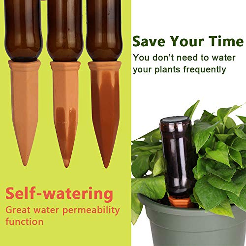 vensovo 10pcs Terracotta Watering Spikes - Automatic Self Watering Stakes, Plant Watering Devices for Wine Bottles Recycled Bottles, Clay Plant Garden Waterers for Vacations