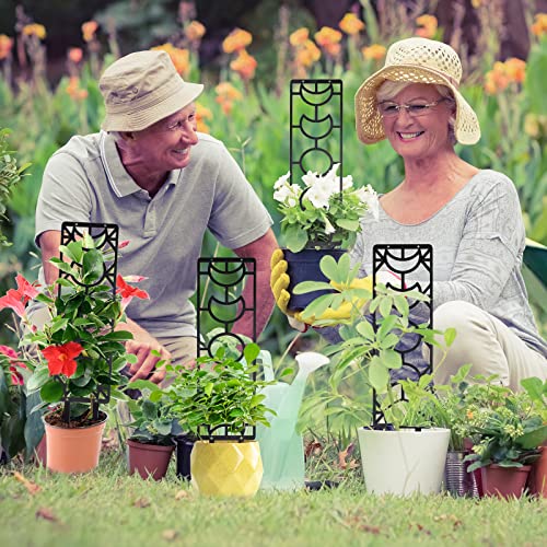 2 Pack Metal Plant Trellis for Climbing Plants, 19 Inch Garden Plant Pot Trellis for Indoor Houseplants, Moon Phase Trellis for Potted Plants Vines, Pothos, Monstera (Black)