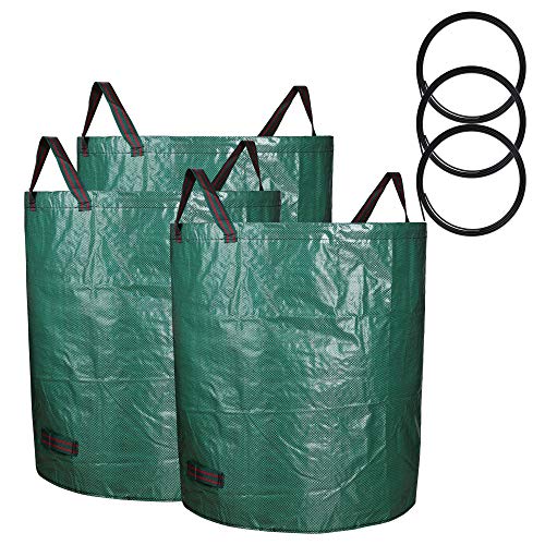 SARHLIO 3 Pack 72 Gallons Reusable Garden Waste Bags Heavy Duty Yard Waste Bag with 4 Handles, Large Capacity Reusable Garden Leaf Bag for Lawn, Leaf, Toys, Fruits, Vegetables(GWB01)