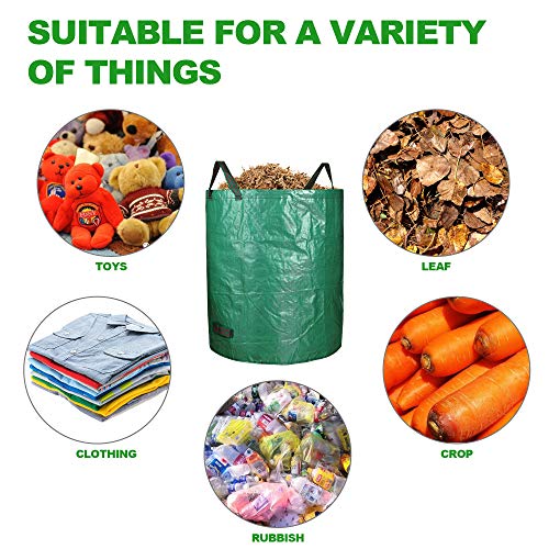 SARHLIO 3 Pack 72 Gallons Reusable Garden Waste Bags Heavy Duty Yard Waste Bag with 4 Handles, Large Capacity Reusable Garden Leaf Bag for Lawn, Leaf, Toys, Fruits, Vegetables(GWB01)