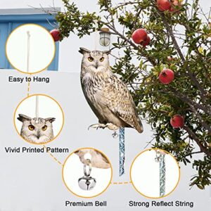 kungfu Mall Owl to Keep Birds Away, 3 Pack Bird Scare Owl Fake Owl, Reflective Hanging Bird Decoration, Effective Bird Control Device to Keep Birds Pigeon Woodpecker Away from Patio Garden