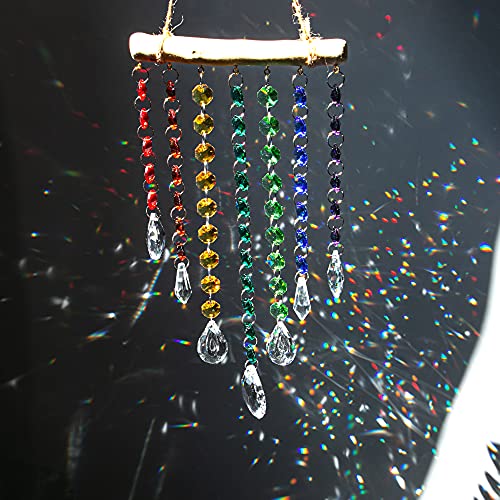 Hanging Crystal Prism Suncatcher Window Garden Decoration Ornament Rainbow Glass Beads Chain Pendant Crystal Wind Chimes