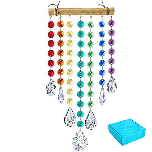 Hanging Crystal Prism Suncatcher Window Garden Decoration Ornament Rainbow Glass Beads Chain Pendant Crystal Wind Chimes