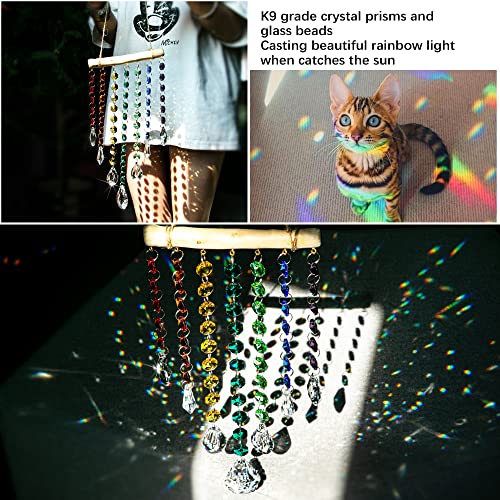 Hanging Crystal Prism Suncatcher Window Garden Decoration Ornament Rainbow Glass Beads Chain Pendant Crystal Wind Chimes