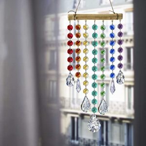 Hanging Crystal Prism Suncatcher Window Garden Decoration Ornament Rainbow Glass Beads Chain Pendant Crystal Wind Chimes