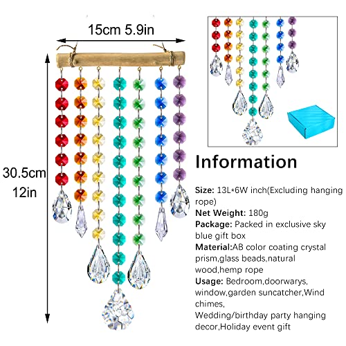 Hanging Crystal Prism Suncatcher Window Garden Decoration Ornament Rainbow Glass Beads Chain Pendant Crystal Wind Chimes